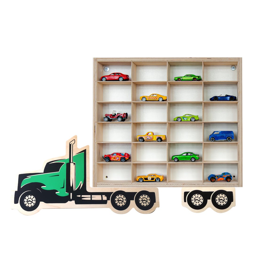 Green Truck, Display Case, Wall Car Garage for Cars, Collection Storage ...
