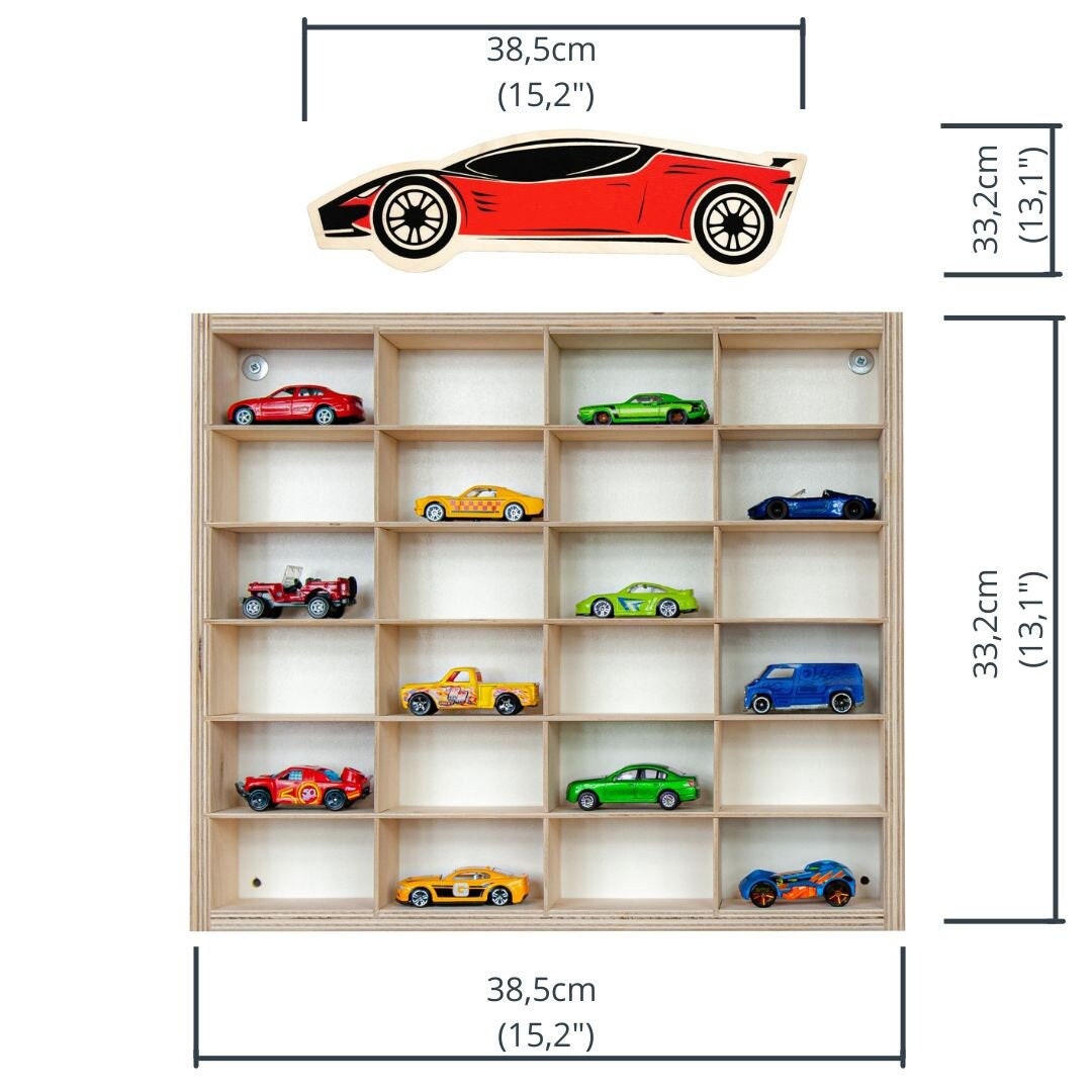Toy Car Display Shelf, Wood Toy Car Holder, Toy Car Storage for Wall ...