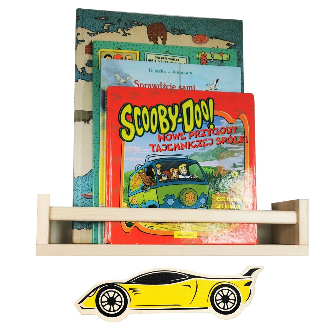 Display Bookcase With Graphics of a Racing Car, Wooden Shelf for ...