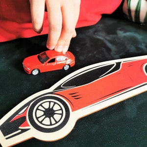 Toy Car Display Shelf, Wood Toy Car Holder, Toy Car Storage for Wall ...