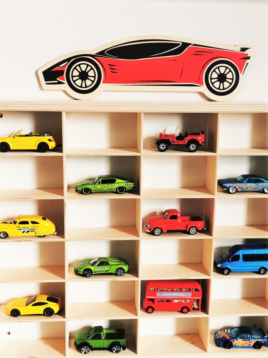 Matchbox Car Shelf GRAPHICS Racing Car, Garage for Hot Wheels Cars ...