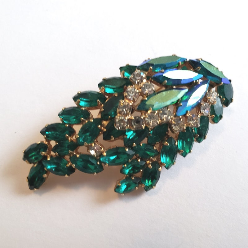 Green Rhinestone Pin - Etsy