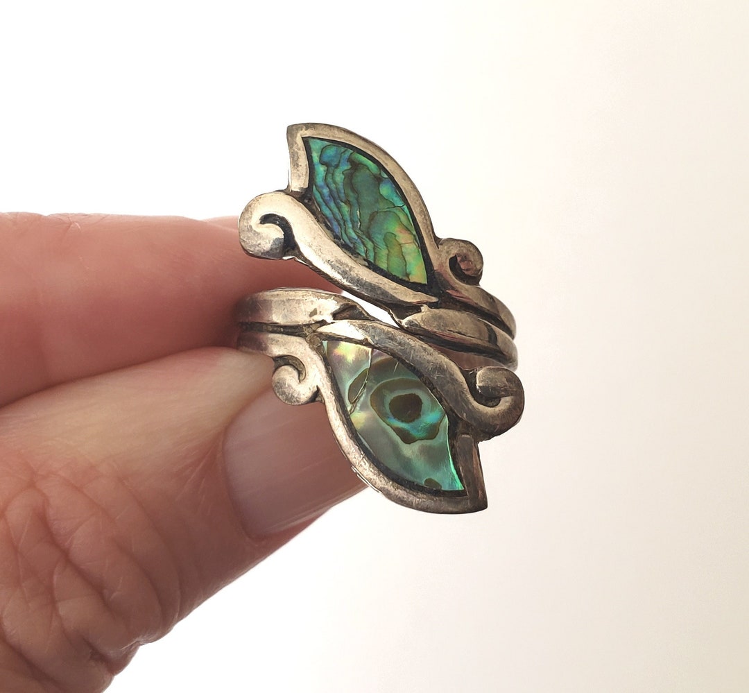 Taxco Sterling Silver and Abalone Shell Inlay Ring - Etsy