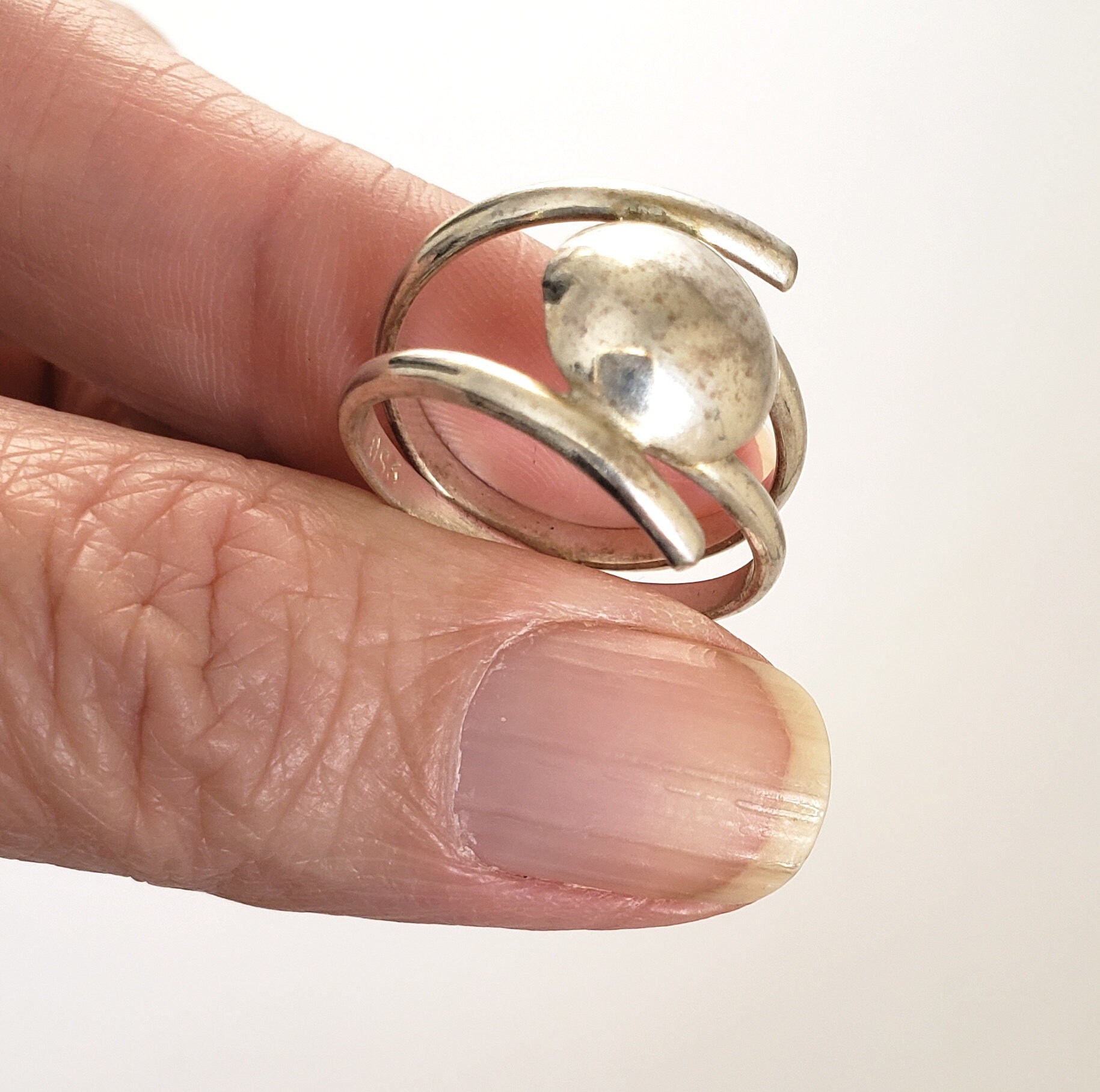 Domed and Swoop 950 Silver Ring | Etsy