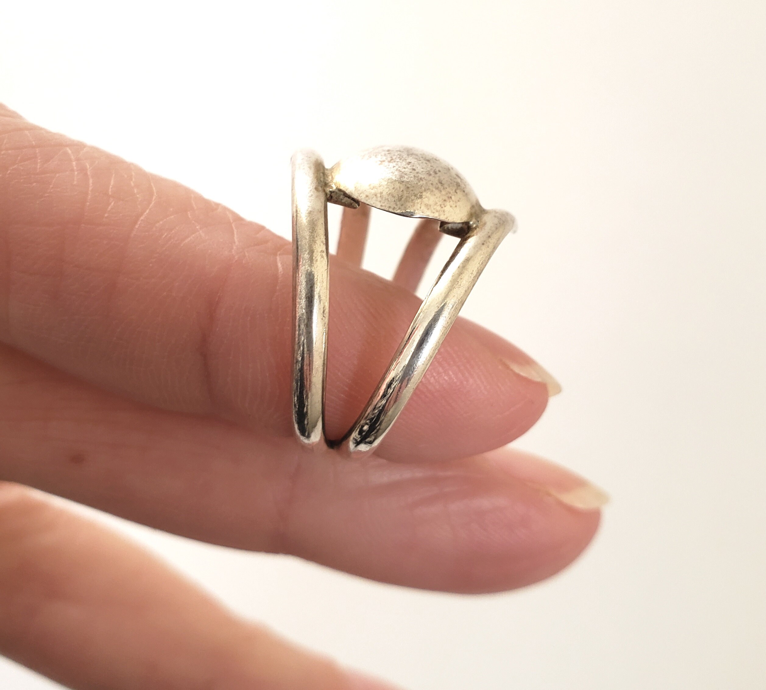 Domed and Swoop 950 Silver Ring | Etsy