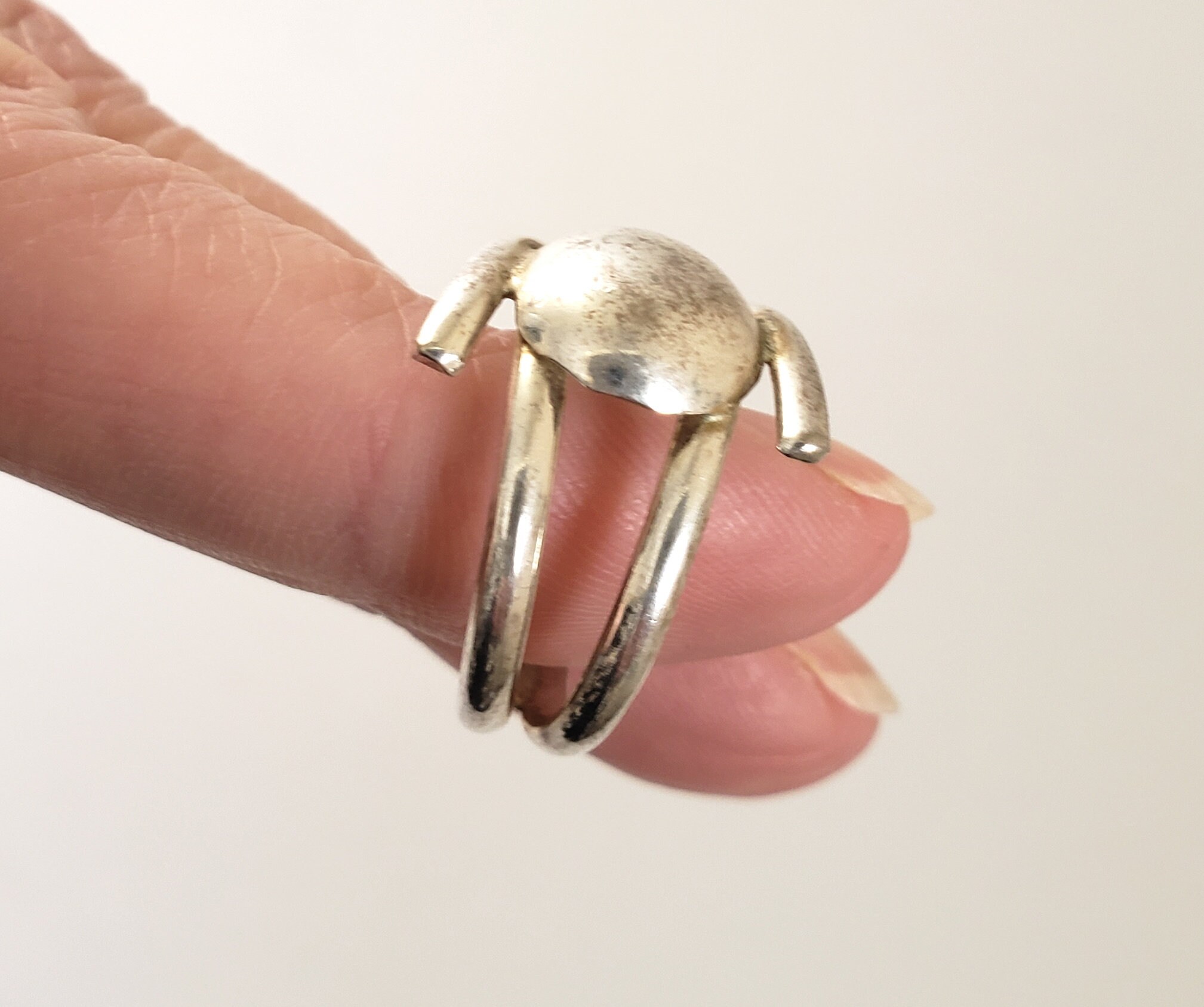 Domed and Swoop 950 Silver Ring | Etsy