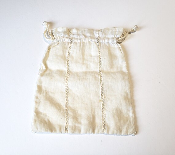 Antique Victorian White Lace Reticule Purse Bag - Gem