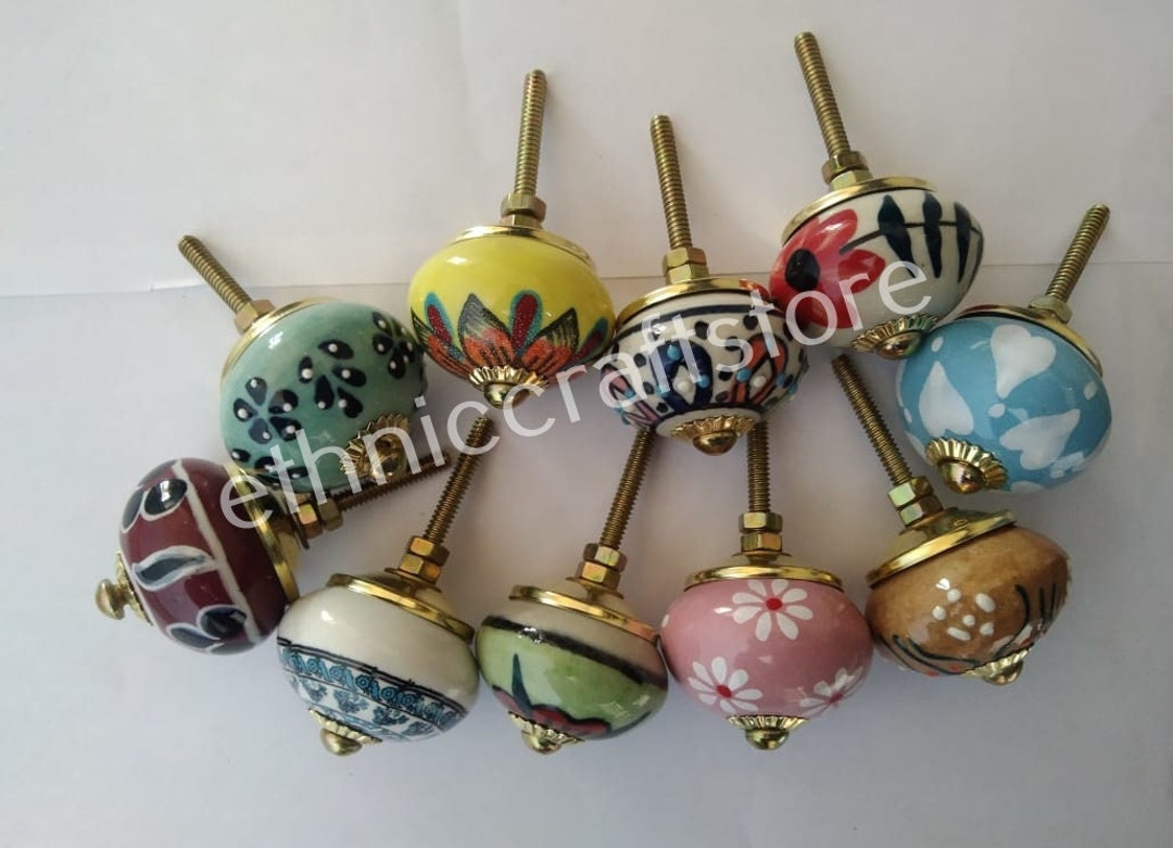 Ceramic Door Handle Cabinet Dresser Knobs Pulls Handle Kitchen Set Furniture Knobs Pack of 25 PC ...