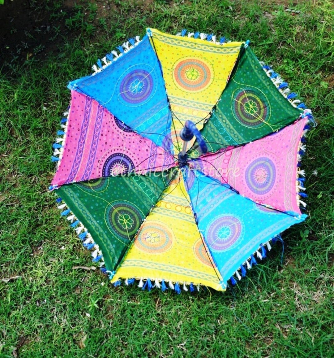 10 PC Lot Indian Umbrella Decorative Wedding Women Cotton Sun Parasol ...