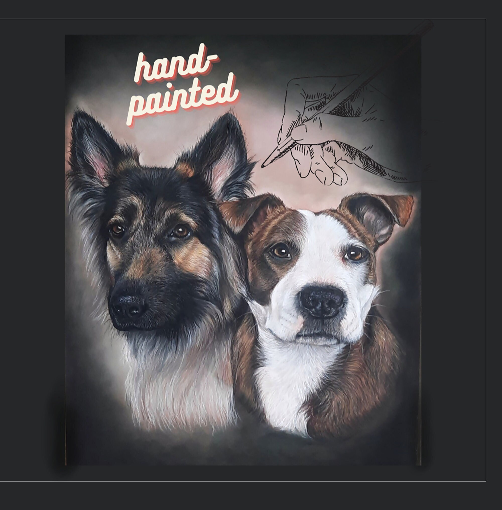 German Shepherd Original Hand-drawn Custom Pet Portrait, Alsatian ...