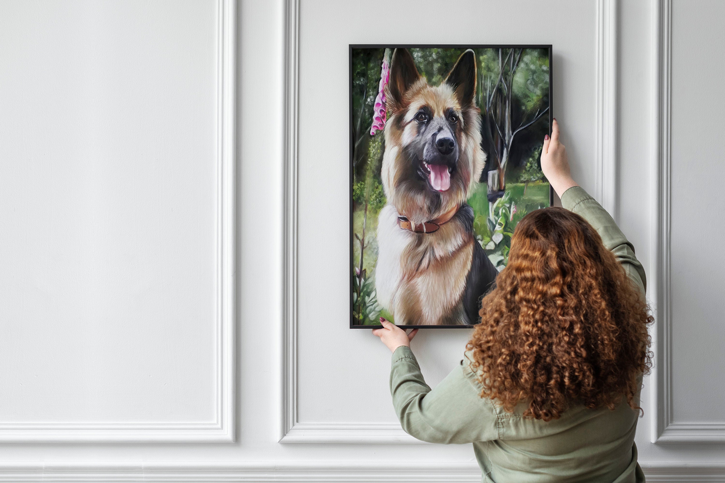 German Shepherd Original Hand-drawn Custom Pet Portrait, Alsatian ...