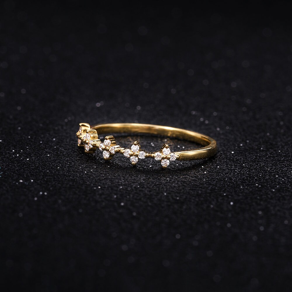 Flower Diamond Band Unique Diamond Ring Stacking Twig Ring | Etsy