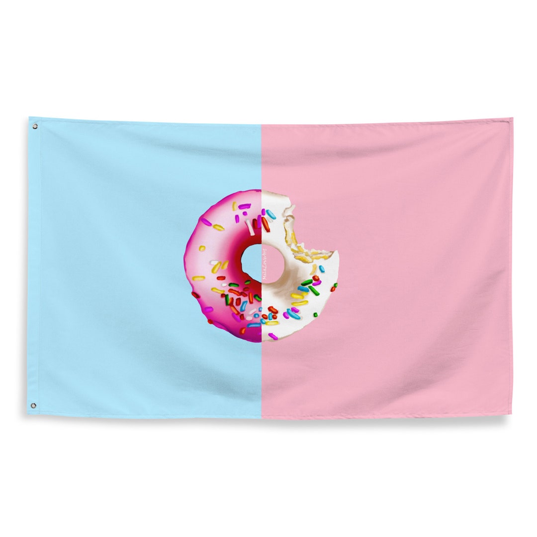 Donut Flag Print Yummy Wall Art Food Art Funny Decor Textile Decor for ...