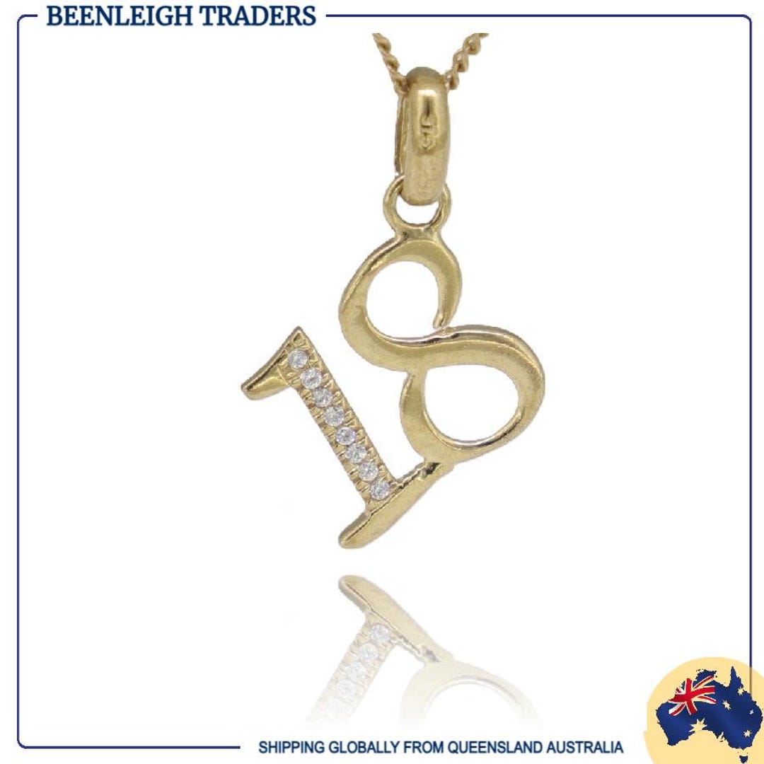 Yellow Gold GEM SET 18TH Birthday Pendant Guaranteed Genuine 9ct 9k ...
