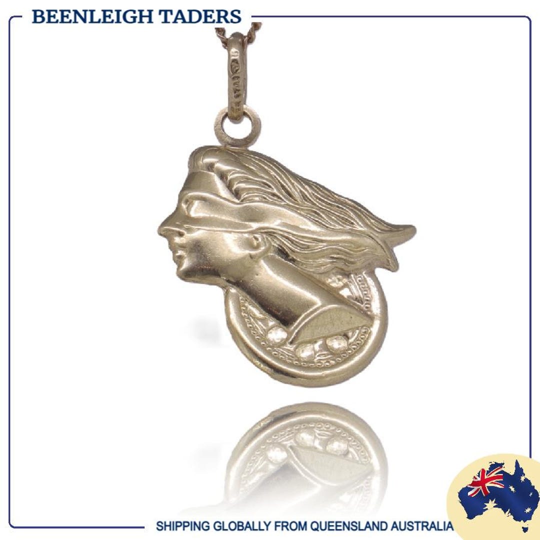 Yellow Gold LADY JUSTICE CHARM or Pendant Guaranteed Genuine 9ct 9k ...