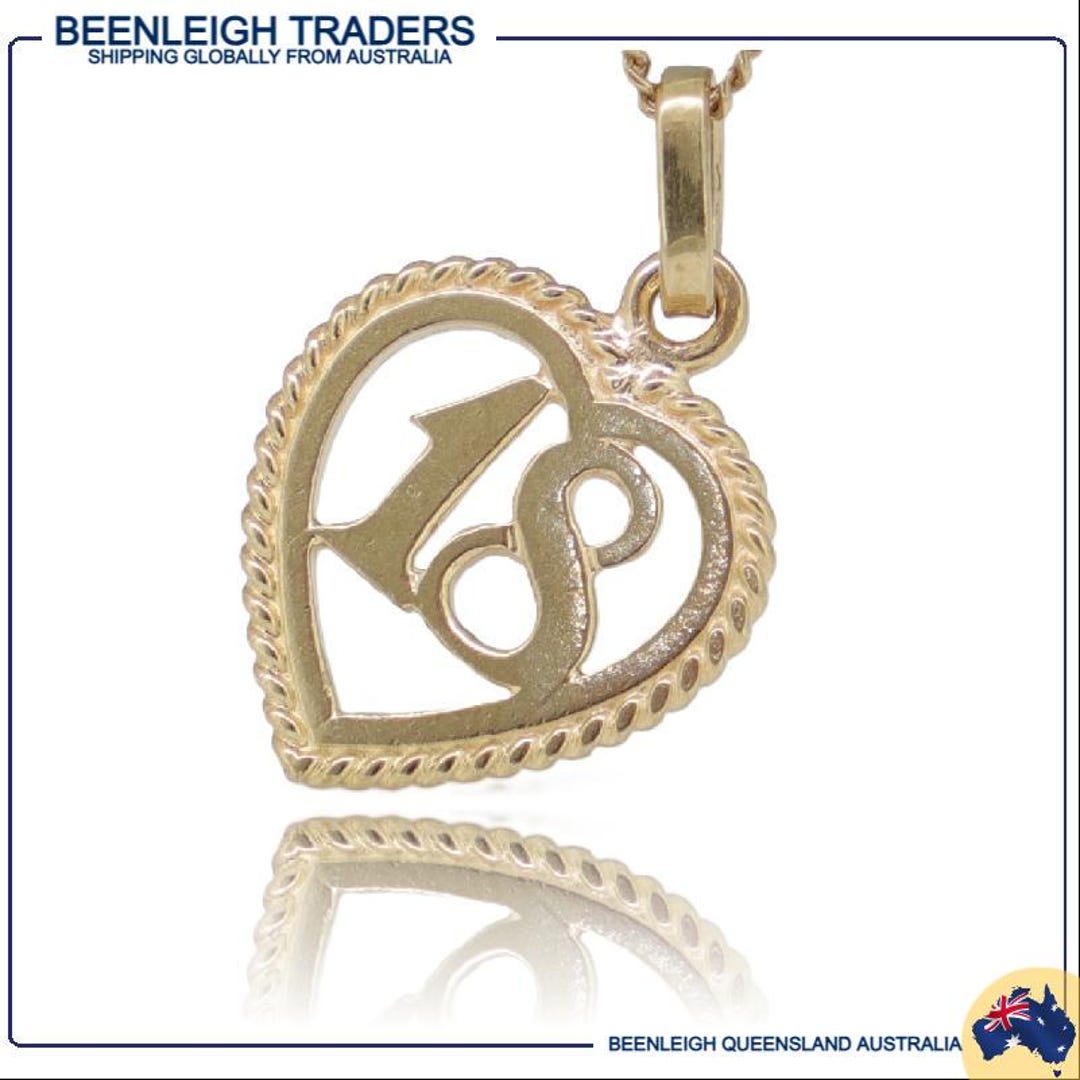 Yellow Gold 18th Birthday Heart Charm Guaranteed Genuine 9ct 9k Gold - Etsy