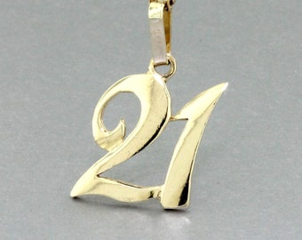 21 Gold Pendant - Etsy