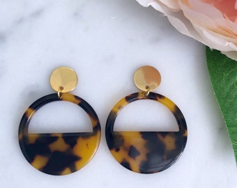 Tortoise Shell Earrings - Etsy