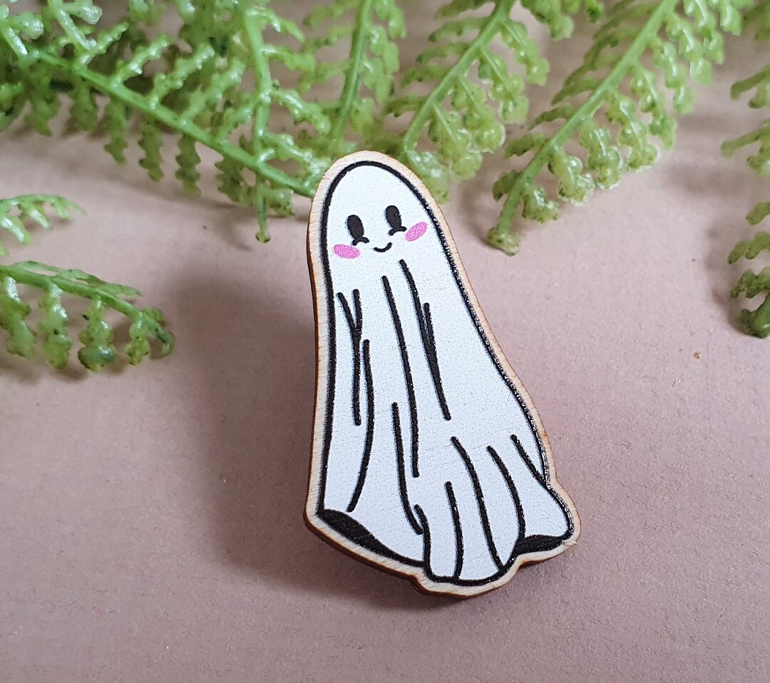 Cute Ghost Wooden Pin // Wooden Pin // Halloween Pin // Witchy Pin ...