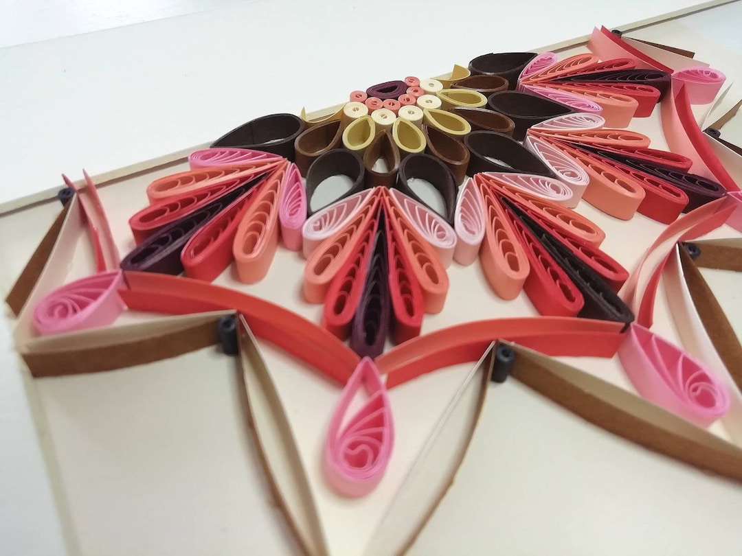 Half-mandala Picture With Quilling Technique 3D Paper Art Table and ...