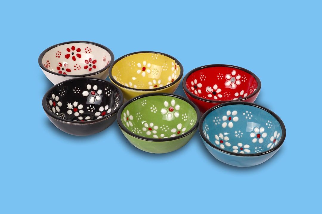 Colorful Ceramic Bowls Set of 6, Authentic Tabletop Serving Bowls ...