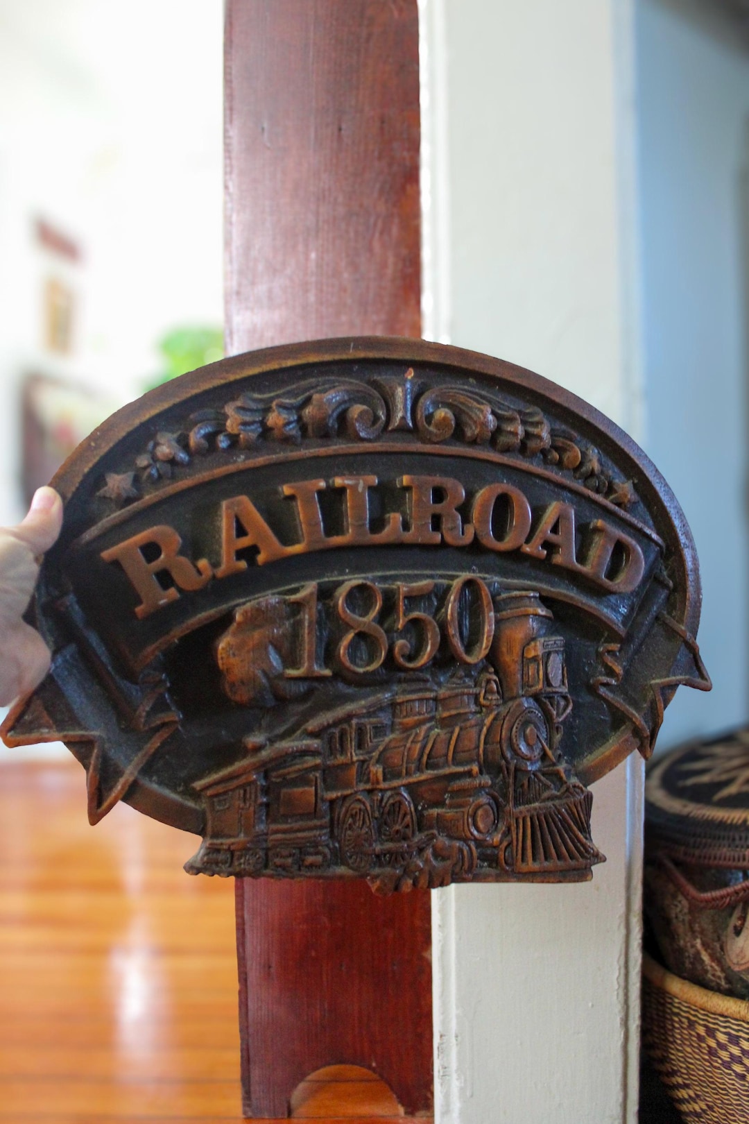 Vintage Faux Carved Wood Foam Wall Plaque Railroad 1850 Hanging Sign - Etsy