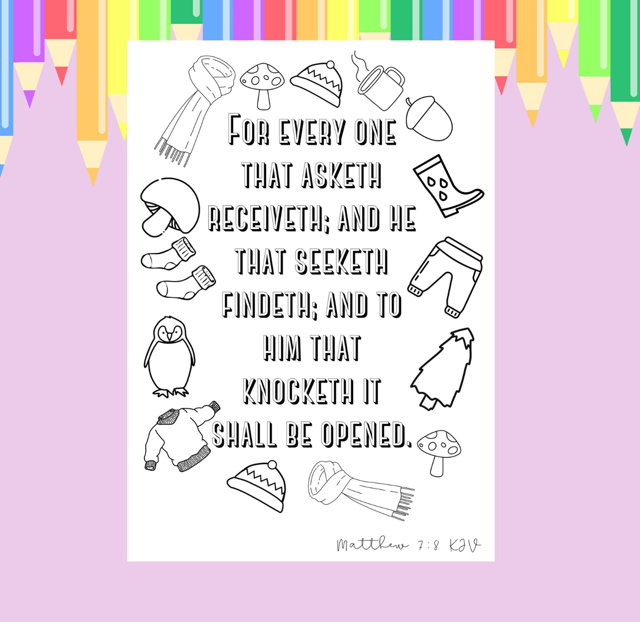Bible Verse Coloring Page, Christian Coloring Sheet, Instant Download ...