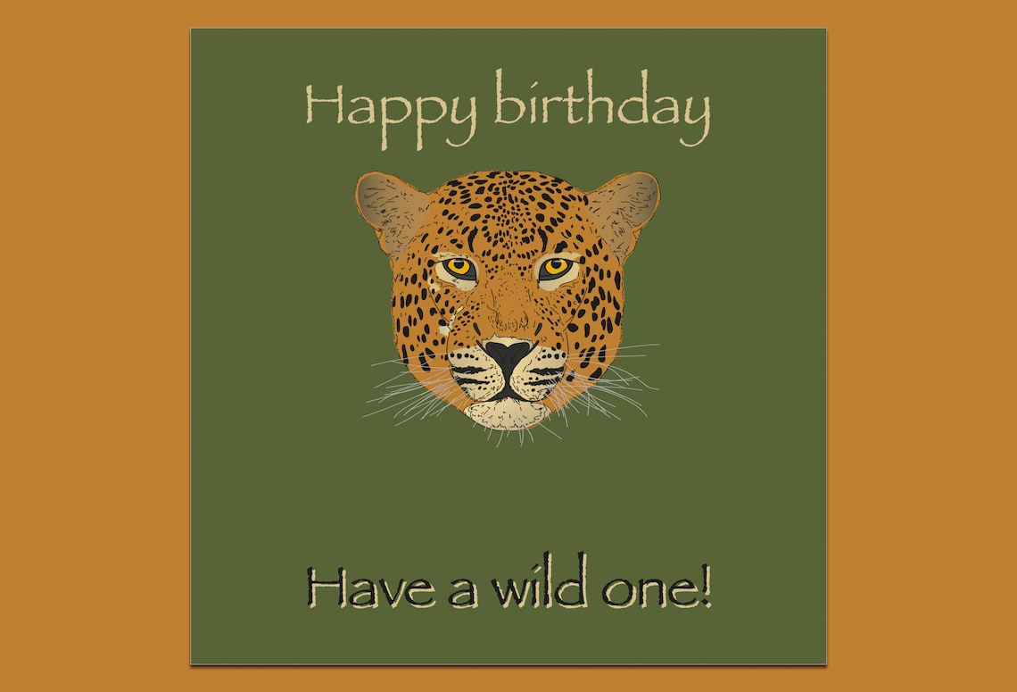 Leopard Happy Birthday Card, Handmade Card, Illustration Card, Friends ...