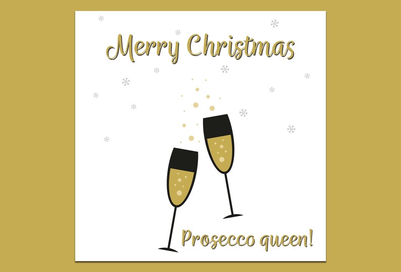 Christmas Card, Prosecco Card, Handmade Card, Christmas, Merry ...