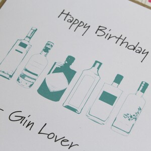 Gin Lover Birthday Card: Illustrated Gin Bottles - Etsy