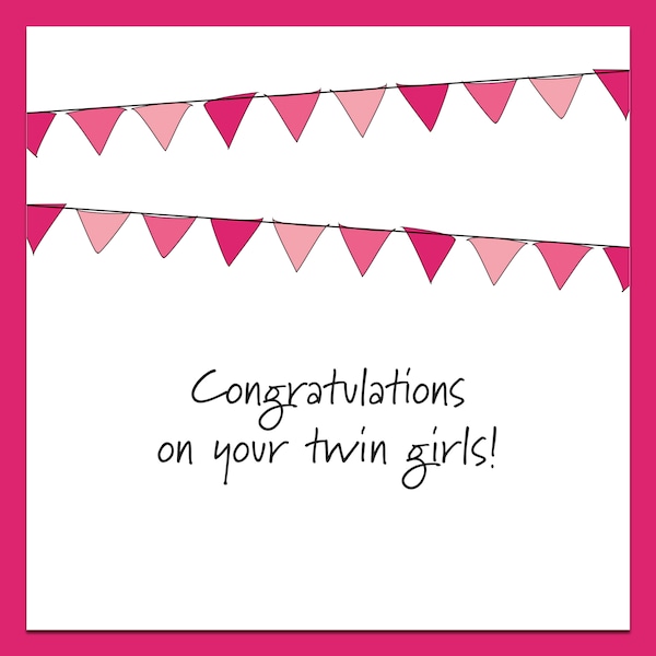 Congratulations on Twin Girls Card - Etsy