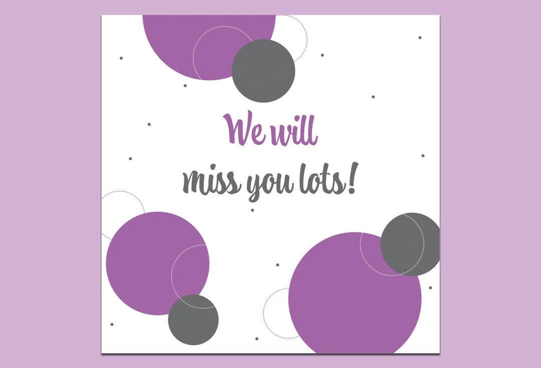 We Will Miss You Lots Card, Miss You Card, Leaving Card, Good Luck ...