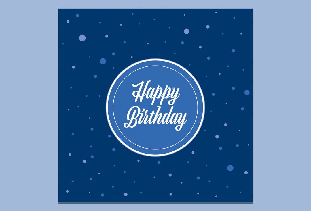 Blue Happy Birthday Card: Original Illustration - Etsy