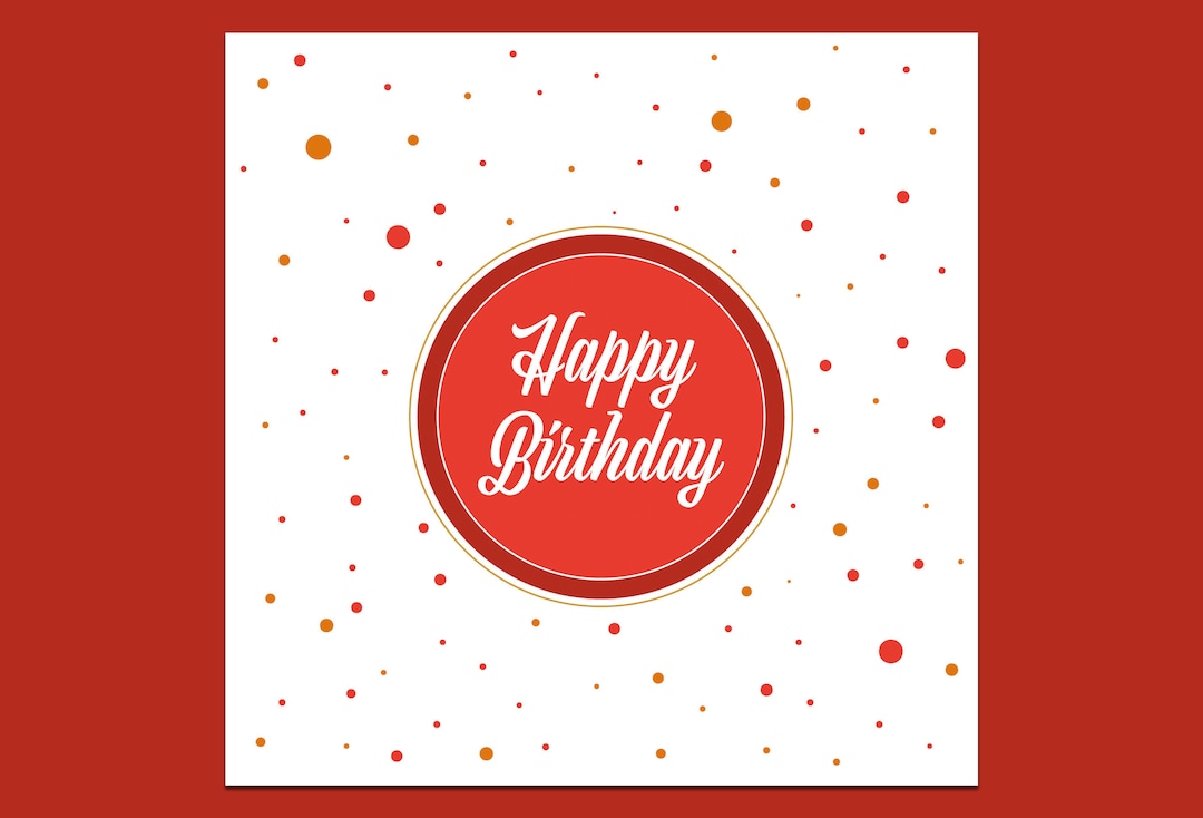 Red Happy Birthday Card: Modern Celebration Design - Etsy