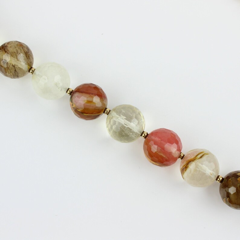 Volcano Cherry Quartz Necklace W/ Faceted Balls & Gold Filled Clasp by ...
