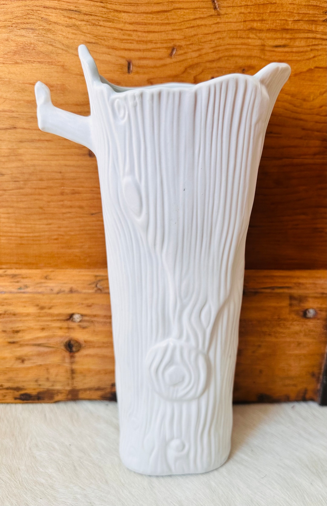 Sherry Olsen Art Pottery Rare "hollow Stump" Ceramic Woodland 11" Vase ...