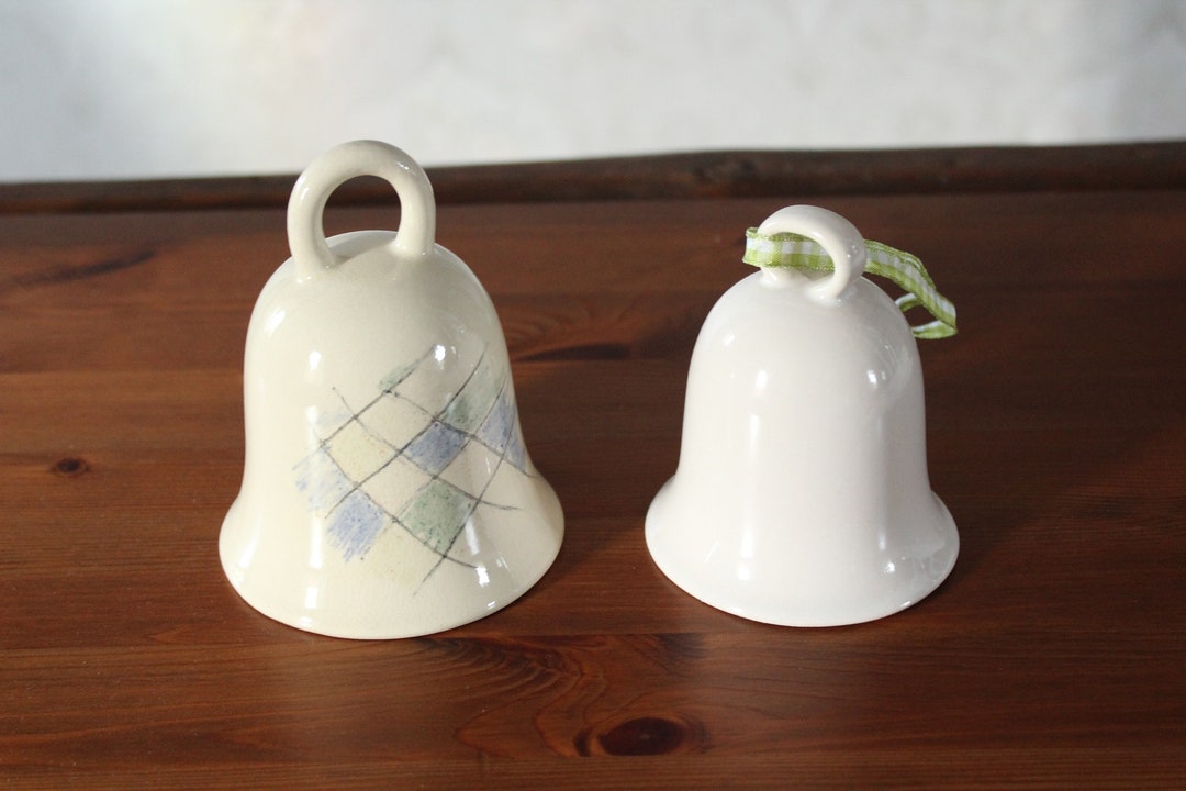 Two Bells White Ceramic Pottery Decoration for Christmas - Etsy