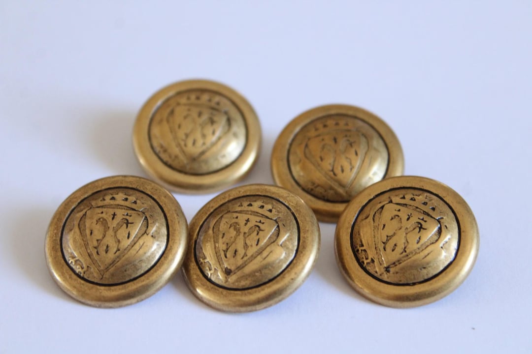 5 Large Gold Buttons With Embossed Coat of Arms Metal - Etsy