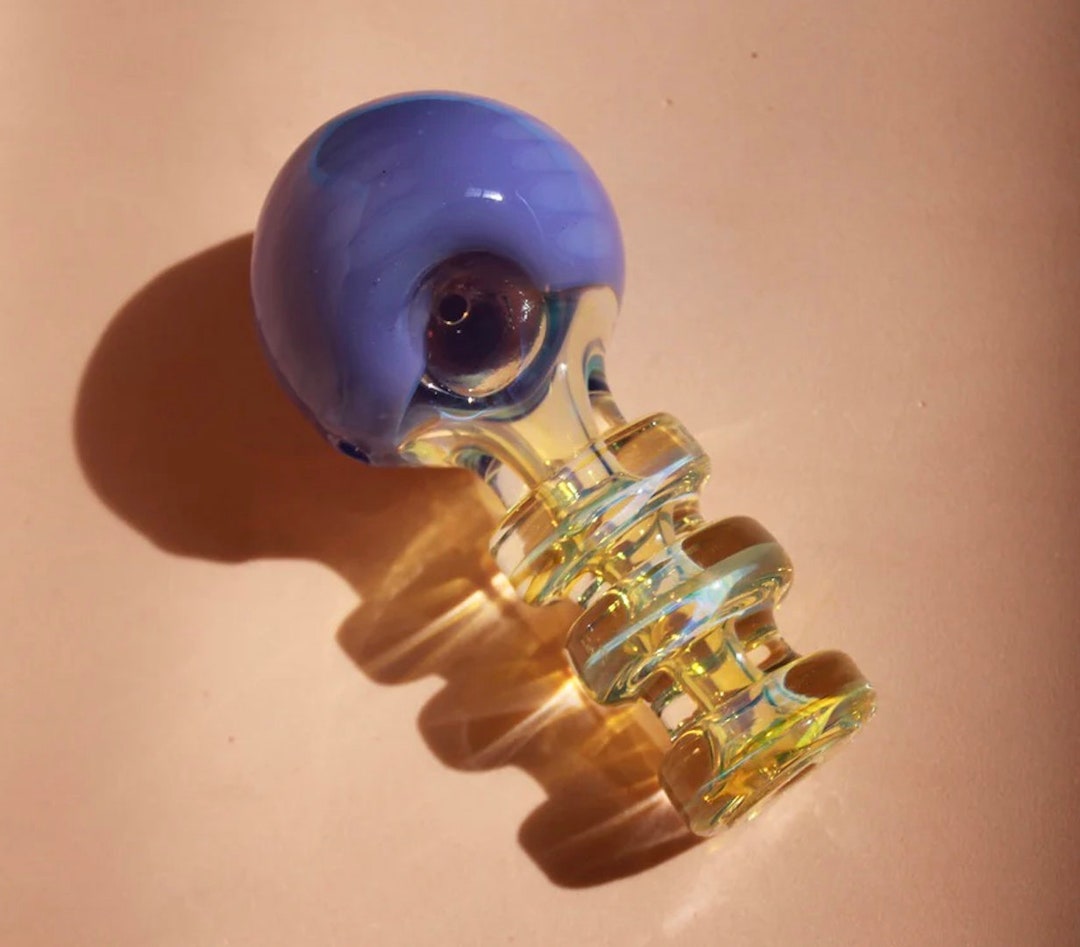 4 Inch Ribbed Purple Bulb Pipe Pretty Girly Pipe Cute Smoking ...