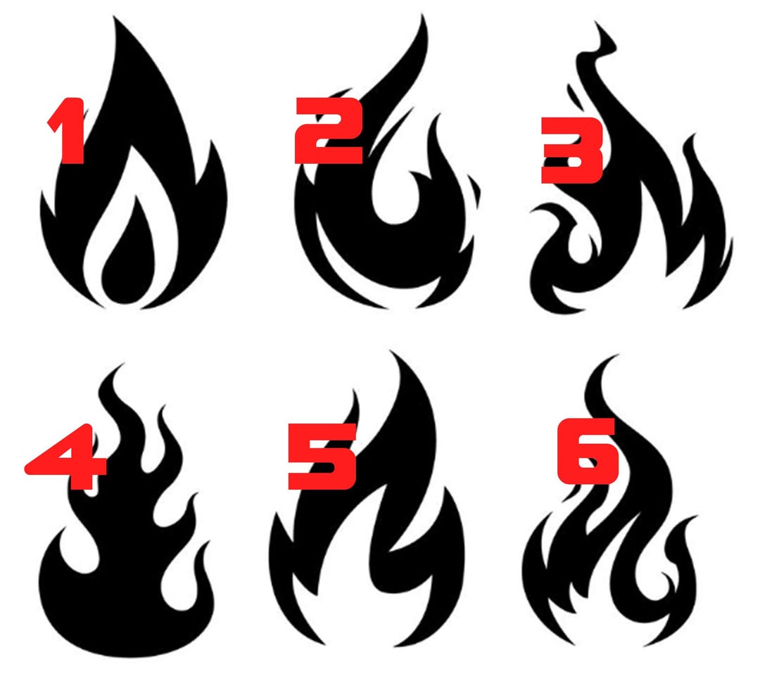 Small Fire Flame Decal Stickers Green, Red, Gold, Silver, Black or ...