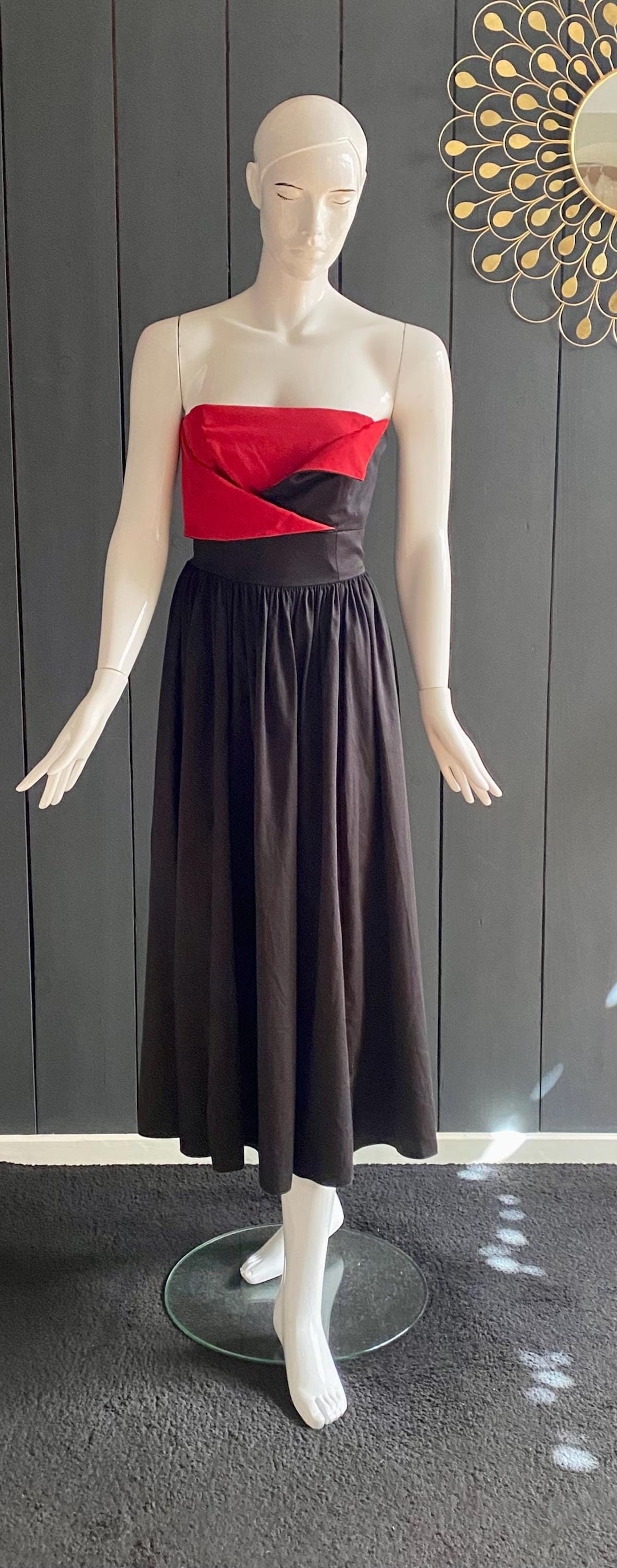 Laura Ashley Vintage 90s Red and Black Evening/prom/gala Dress, Size 38 ...