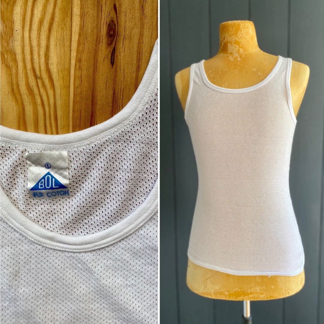 Vintage 60s Marcel Tank Top for Men/unisex in White Cotton With ...