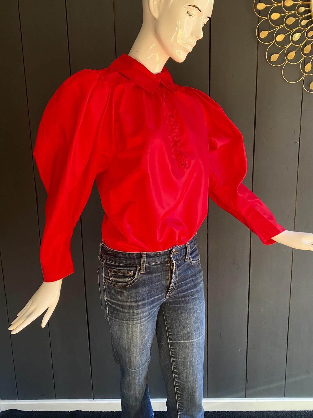 Vintage 80s Tunic With Peter Pan Collar and Gigot Shoulders Size 40/L ...