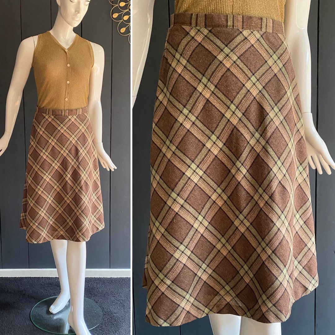 Vintage 70s Preppy Style Plaid Skirt in Fine Wool, Size 34/36/S/XS - Etsy