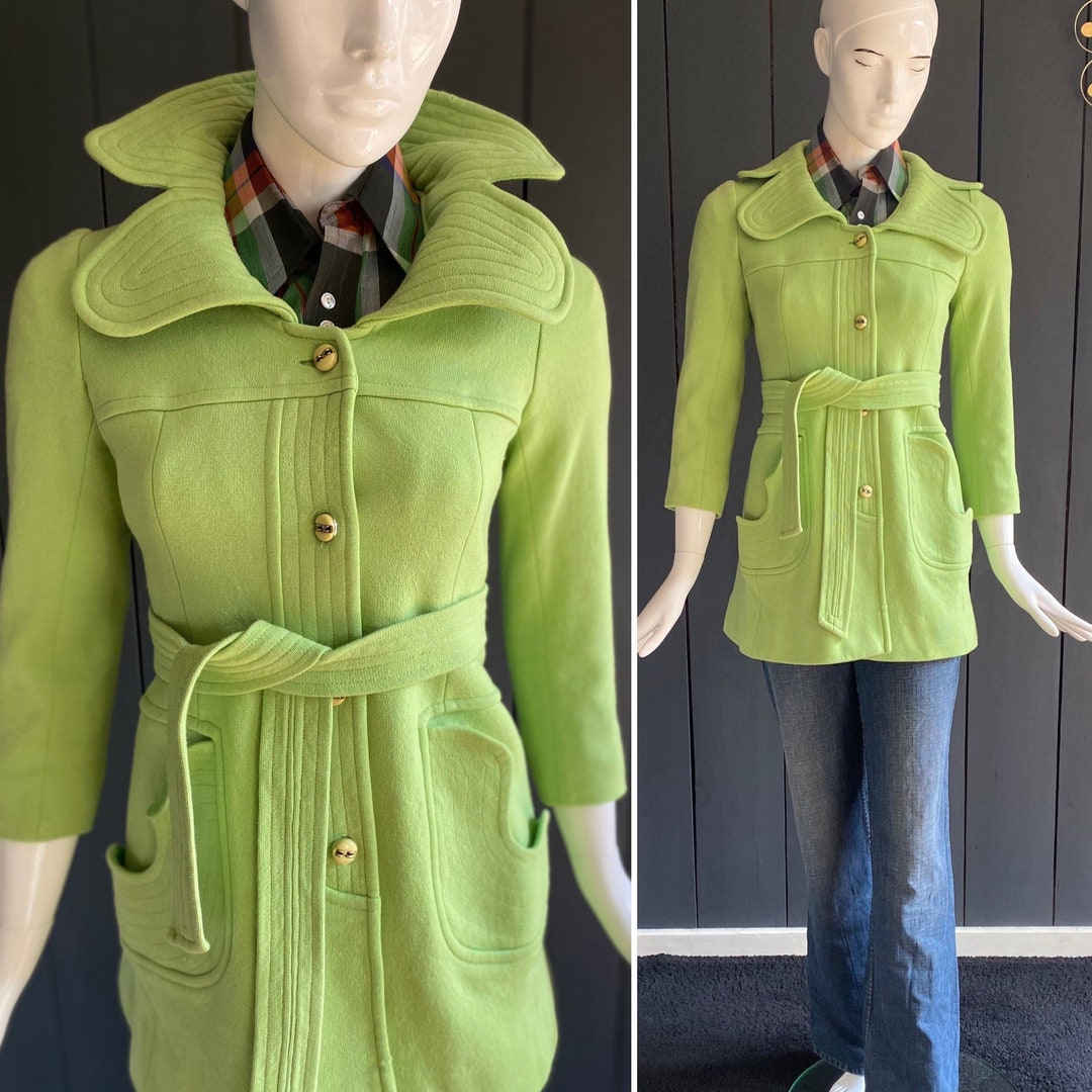 Incredible Vintage 60s Apple Green Mods Jacket With Extravagant Collar ...