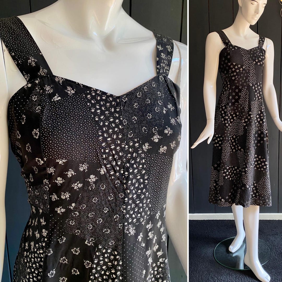 Vintage 90s Summer Dress With Cream and White Floral Patchwork Pattern ...