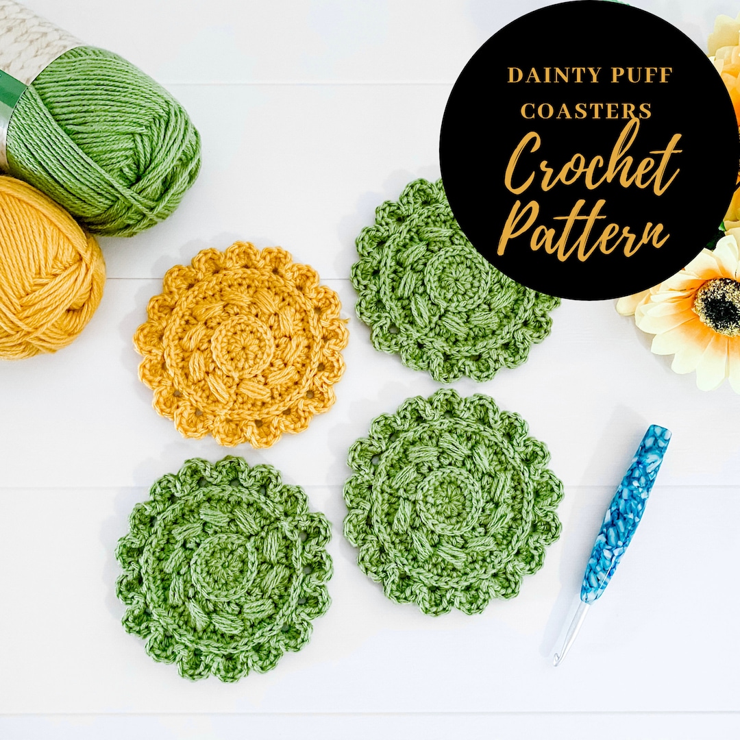 Dainty Puff Coasters Crochet Pattern, Coasters, Home Wear, Crochet ...