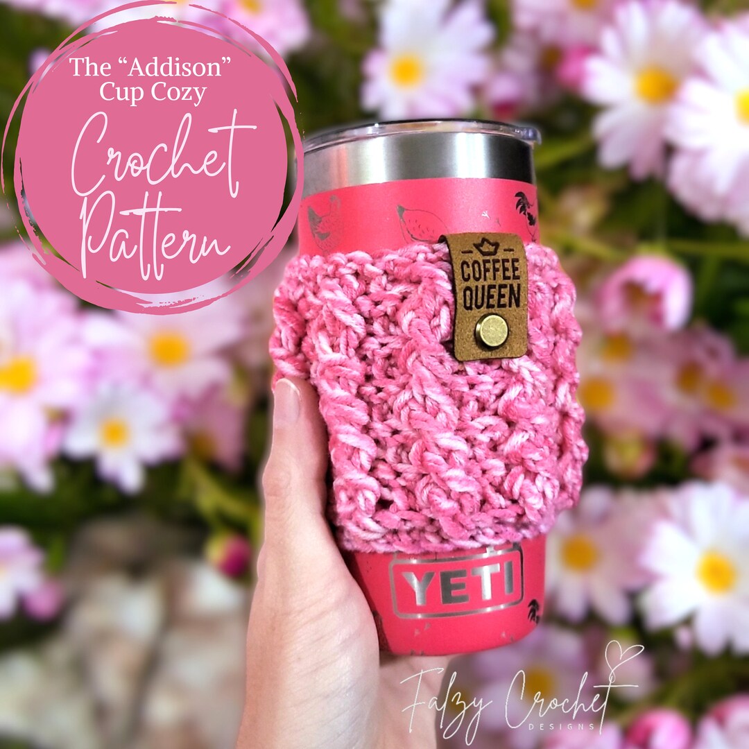 The Addison Cup Cozy Crochet Pattern, Cozy, Cup Sleeve, Cozies, Coffee ...