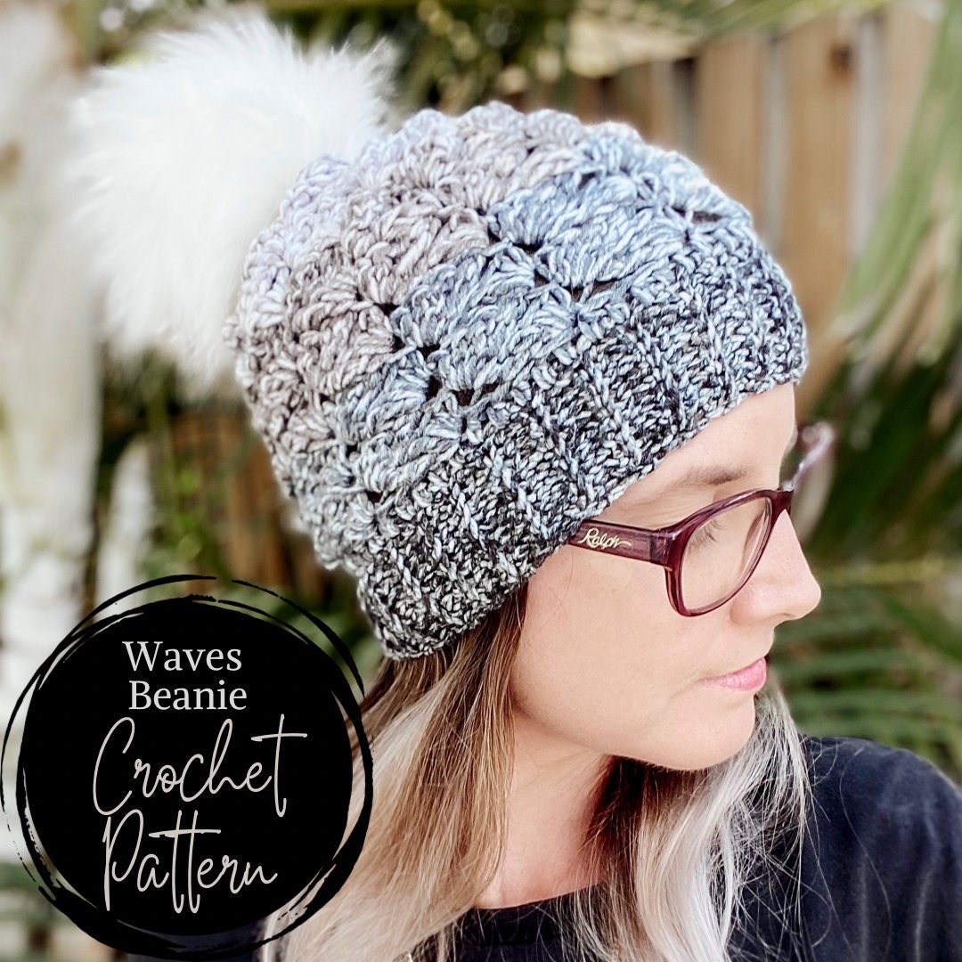 The Waves Beanie Crochet Pattern, Crochet Beanie, Beanie Hat, Winter ...