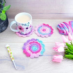 Flower Power Coaster Crochet Pattern, Coaster, Crochet Coasters, Home ...